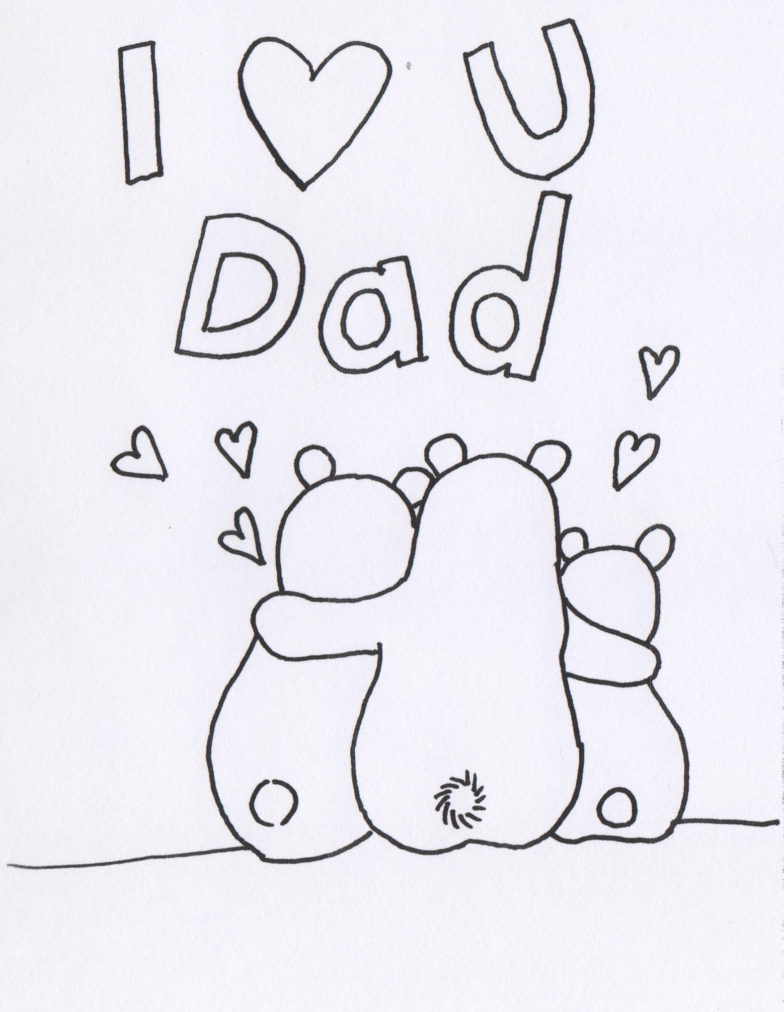 Free Printable Fathers Day Coloring / Card - Bear Family - Shine Kids ...