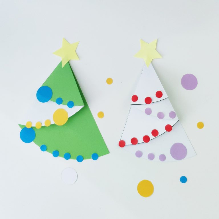Fold Paper X'mas Tree - with template & easy - Shine Kids Crafts