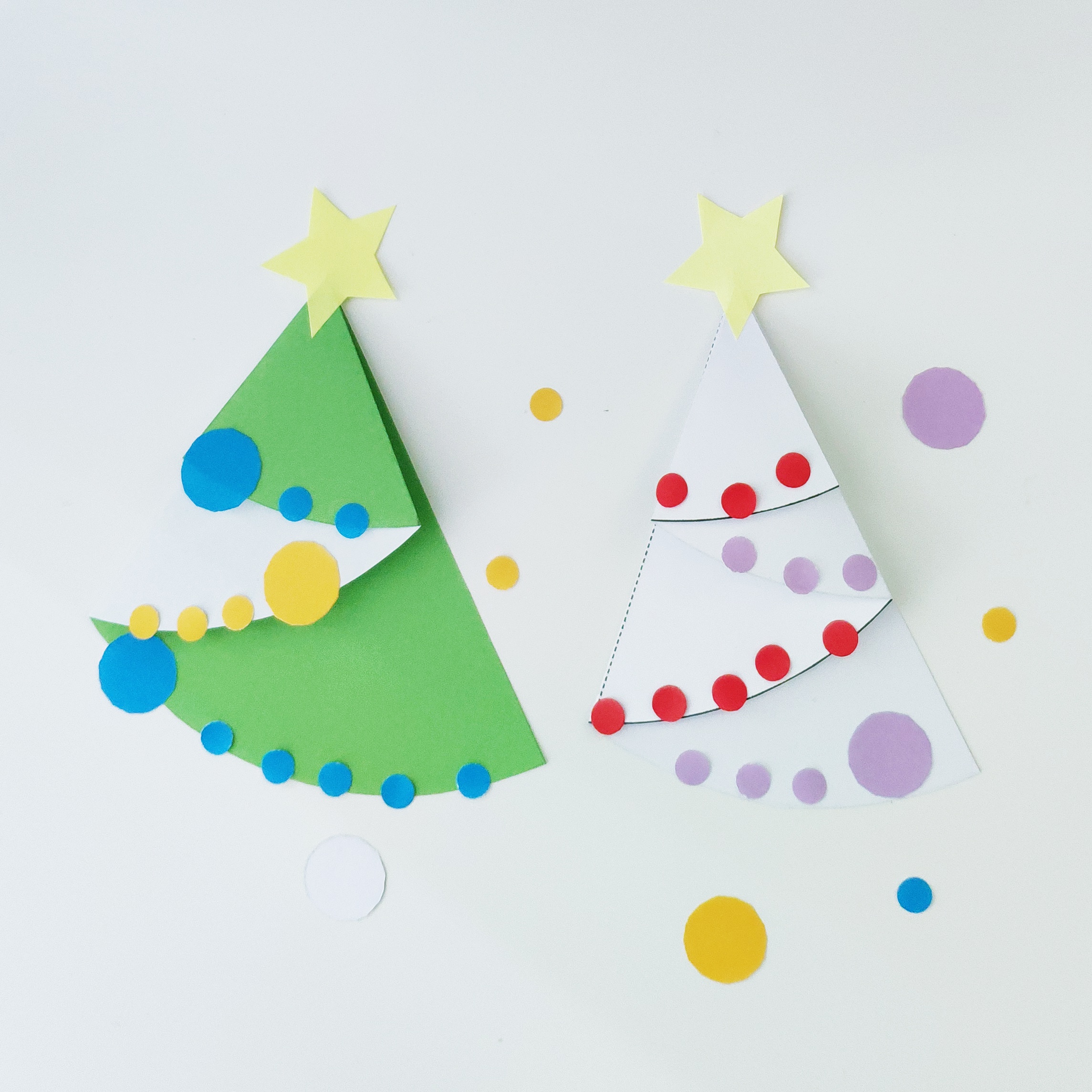 Fold Paper X'mas Tree - with template & easy - Shine Kids Crafts