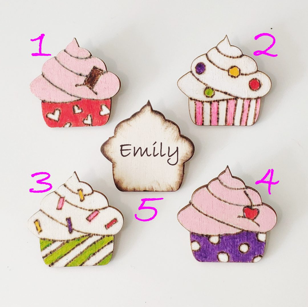 Save the Date Magnet / Cupcake Cake Topper / Pin - Set of 5 w/ gift box ...