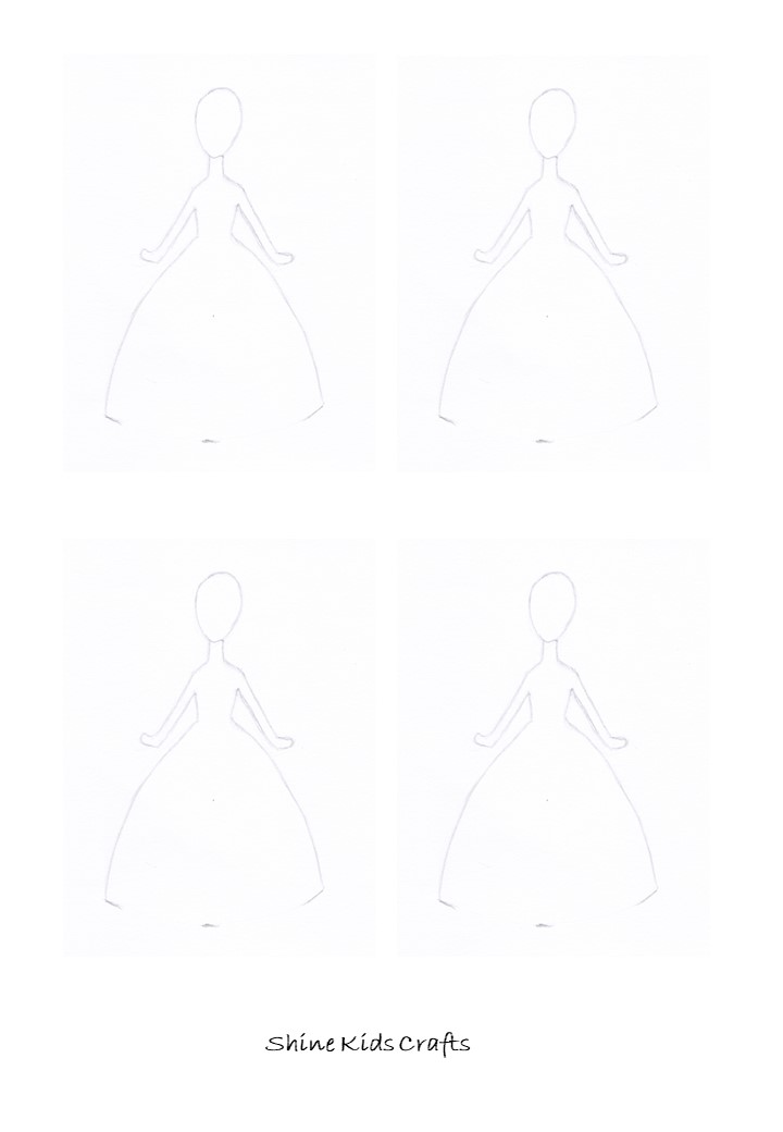 Free Printable Kids Simple Drawing / Coloring Page - Princess dress ...